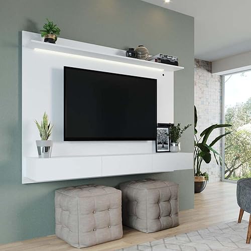 Naomi Home Bliss Floating TV Stand with LED Lights, White - Modern Wall ...