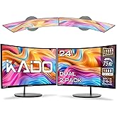 Amazon.com: Kado Dual Monitor Setup - 2-Pack 24" Curved 1500R 1920x1080 ...