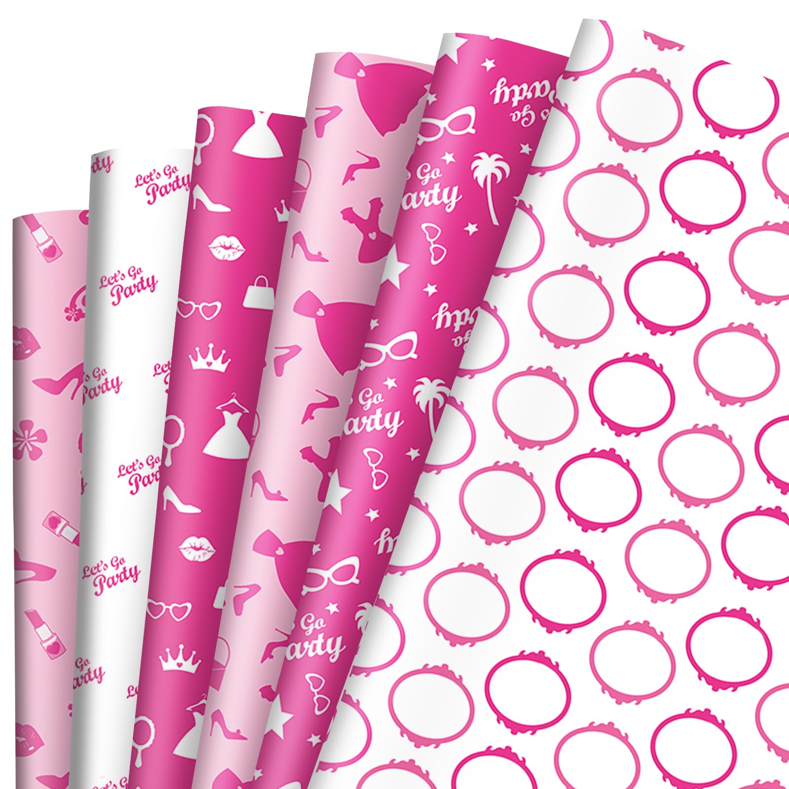 Whaline 12 Sheet Girl Princess Wrapping Paper Pink Girls Party Gift ...