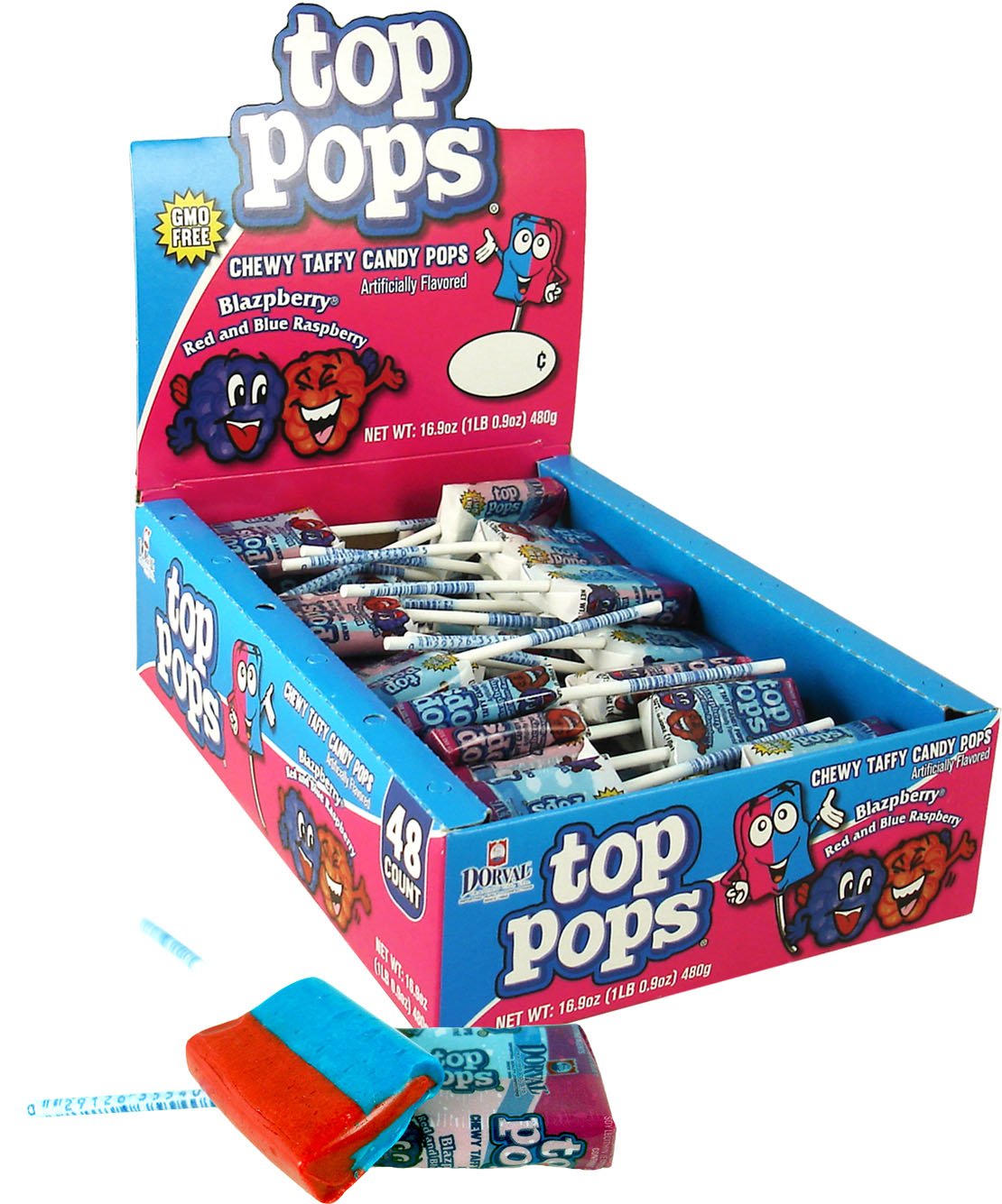 Amazon.com : Top Pops Chewy Taffy Pops, Blazpberry, 16.9 Ounce ...