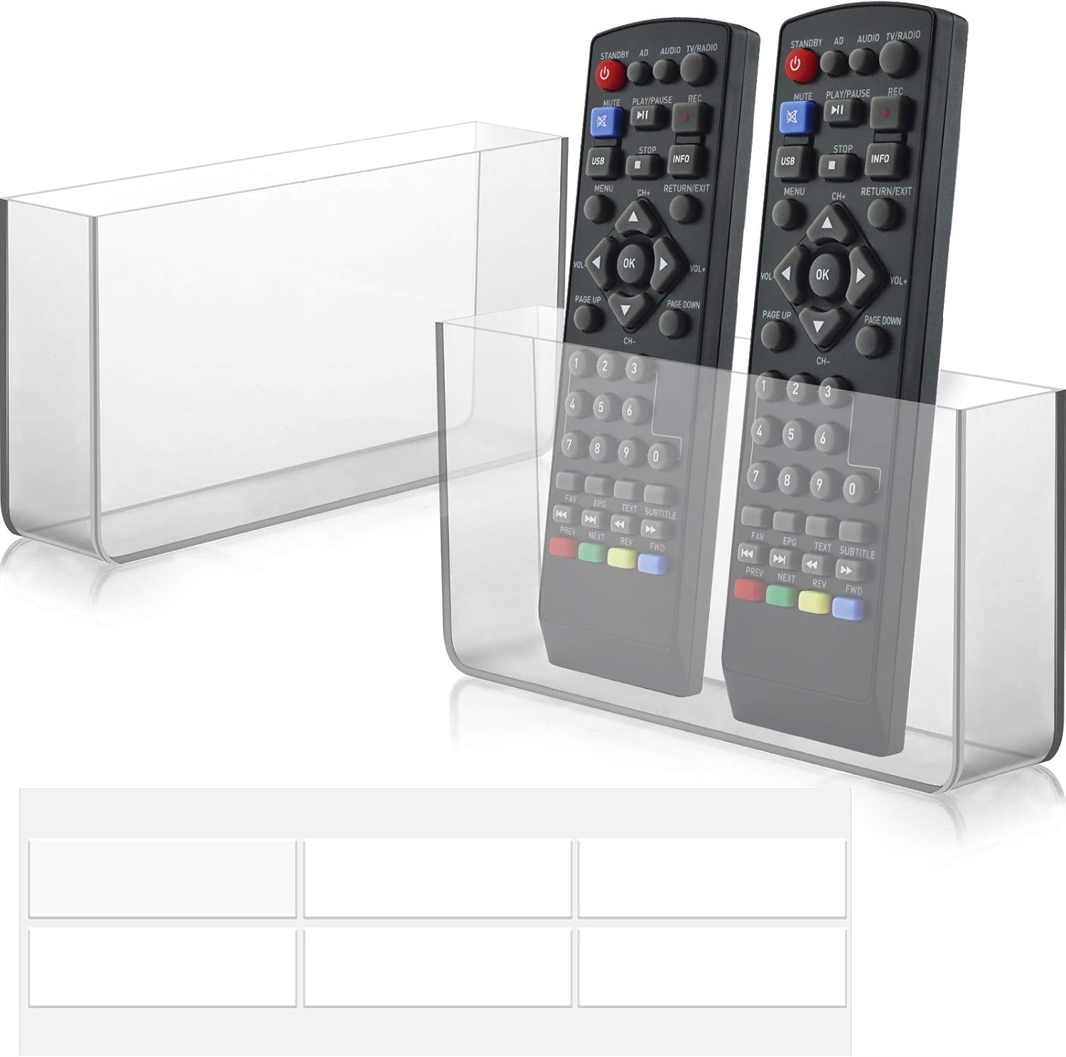 2 Pieces Wall Mount Remote Control Holder Acrylic Placed Flat Media ...