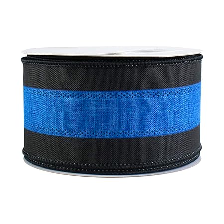 Amazon.com: Black and Blue Wired Ribbon - 2 1/2" x 10 Yards, Police ...