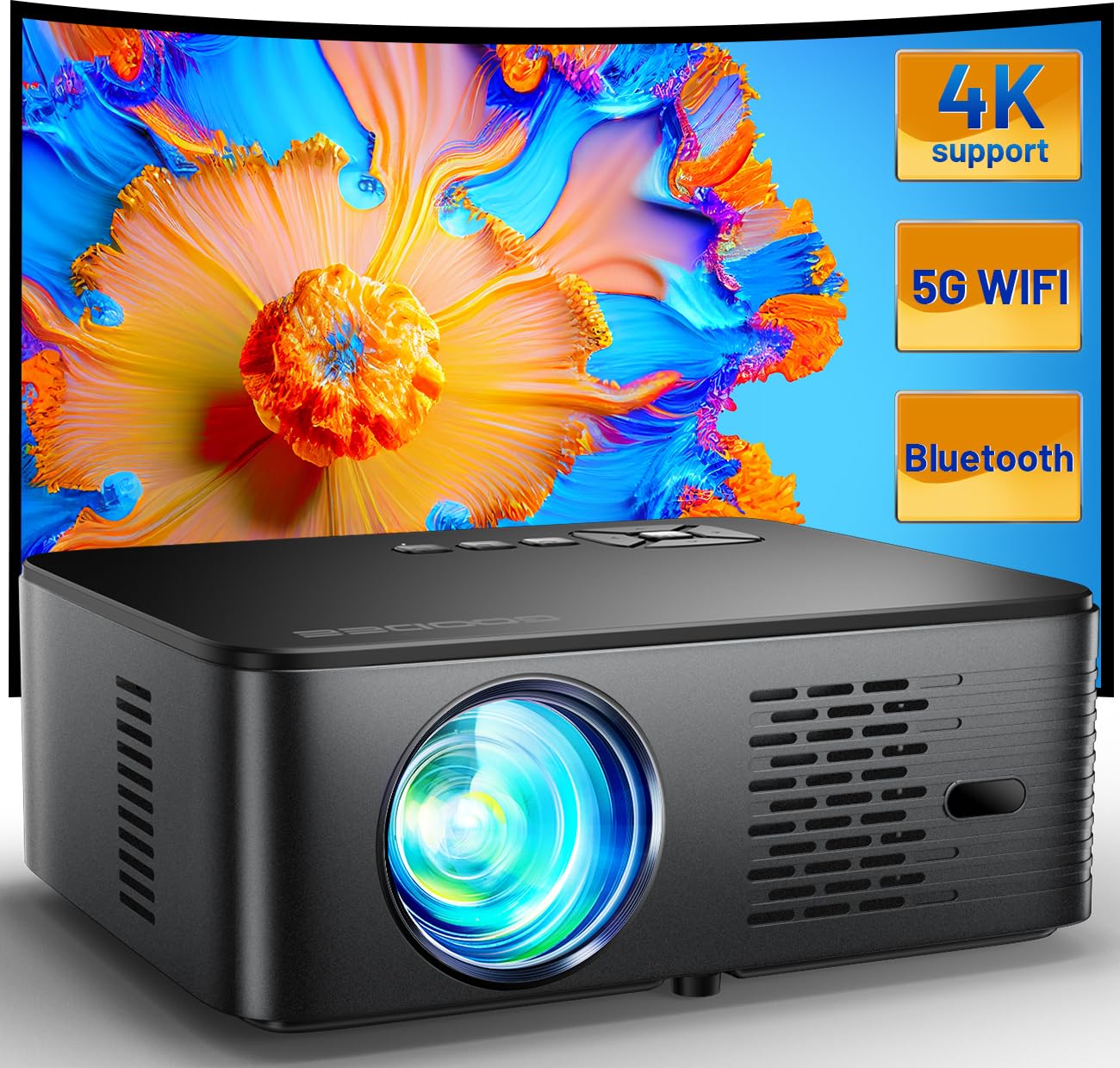 Mua Projector 4K Supported, Outdoor Projector with Wifi and Bluetooth ...