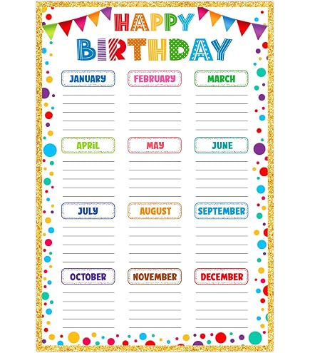 Reusable Birthday Calendar Boho Flower Birthday Chart Posters - 2 Pack ...