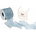 Amazon.com: HUIHUANG Dusty Blue Organza Ribbon 3 inch Blue Shimmer ...