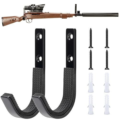 TRIPLE DEER Gun Rack Storage Wall Mount Shotgun Rifle Hook Horizontal ...