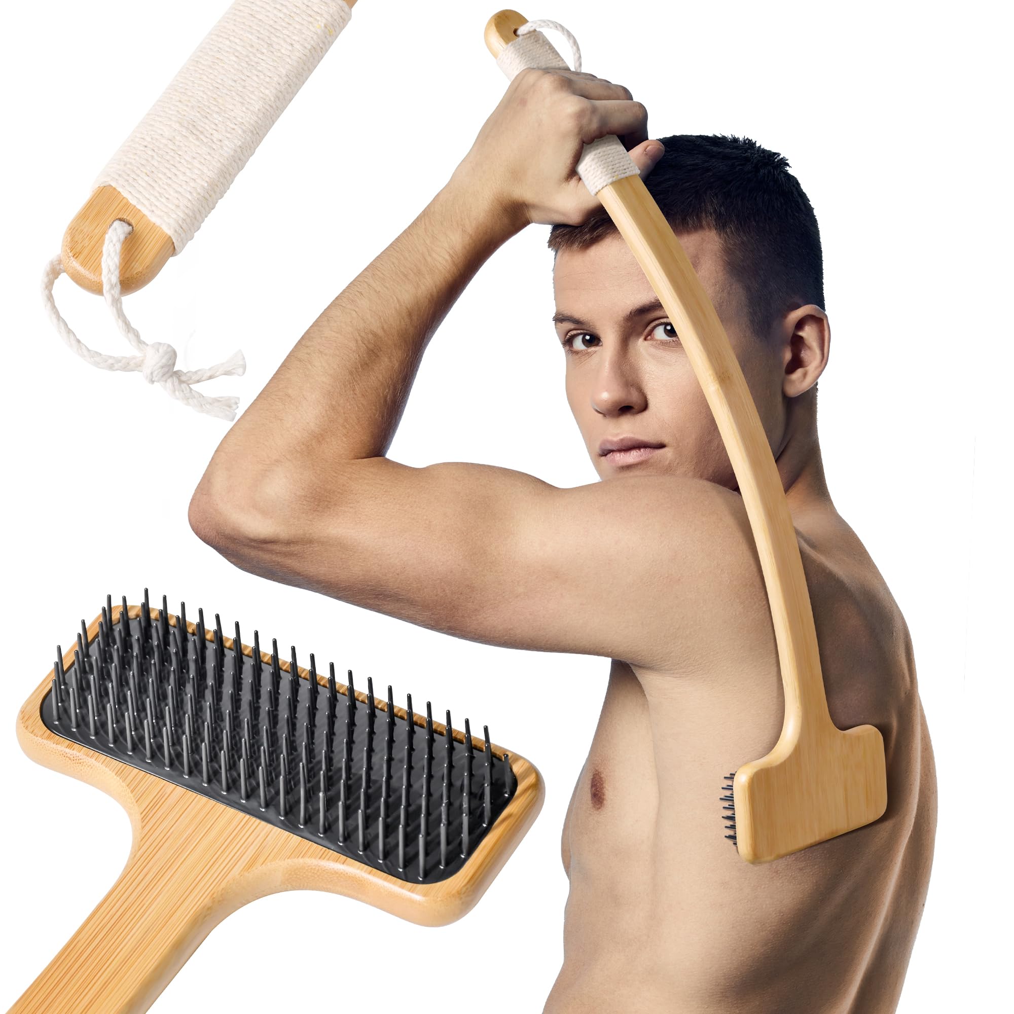 Bamboo Back Scratcher for Men, 22'' Long Handle Wooden Back Scratcher ...