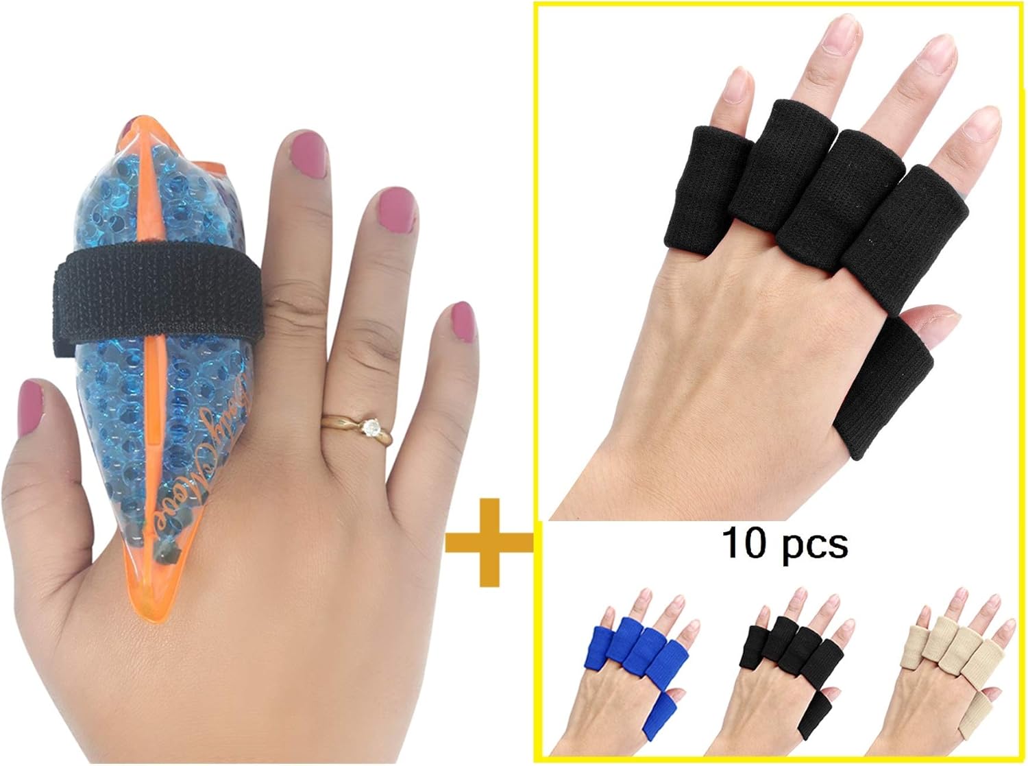 BodyMoves Finger Hot and Cold Ice Pack Plus Adult Finger Brace Splint ...