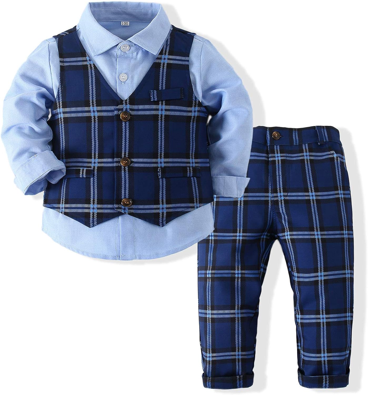 Amazon.com: Boys 3Pcs Clothing Sets Elegant Long Sleeve Shirts + Vest ...