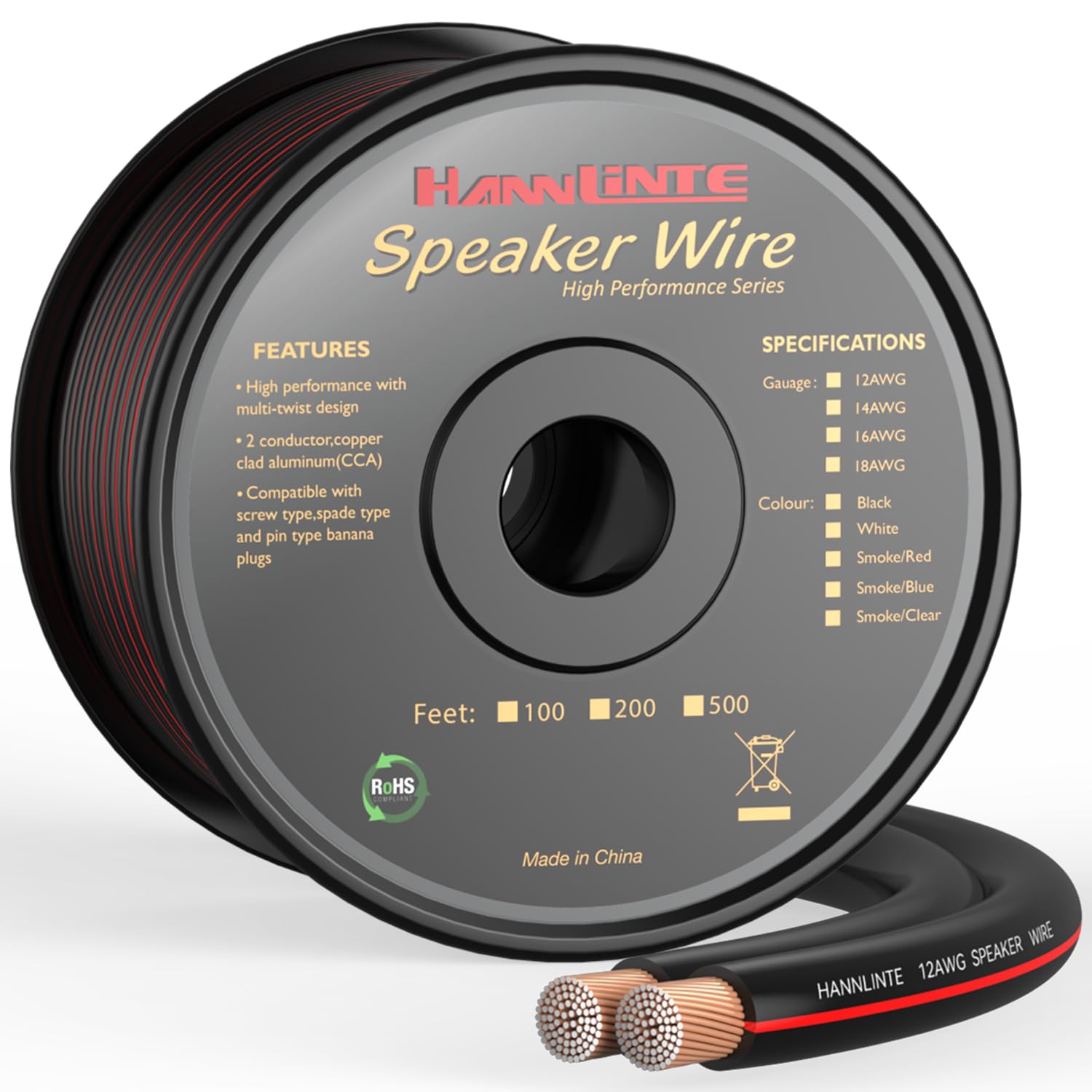 Mua 12AWG Speaker Wire Cable (50 Feet) - 12 Gauge Enhanced CCA Copper ...