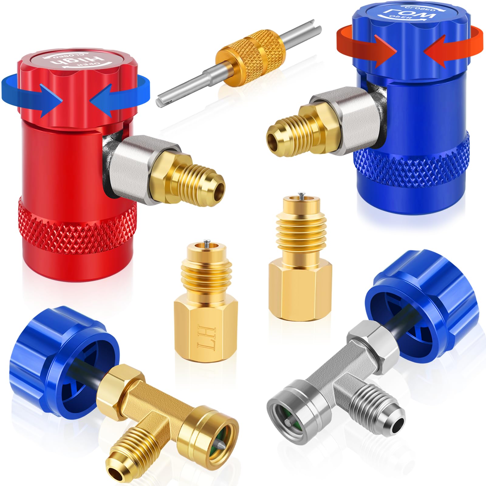 FANOVO R1234yf Adapter Kit, High Low Pressure Knob Adjustable R1234YF ...