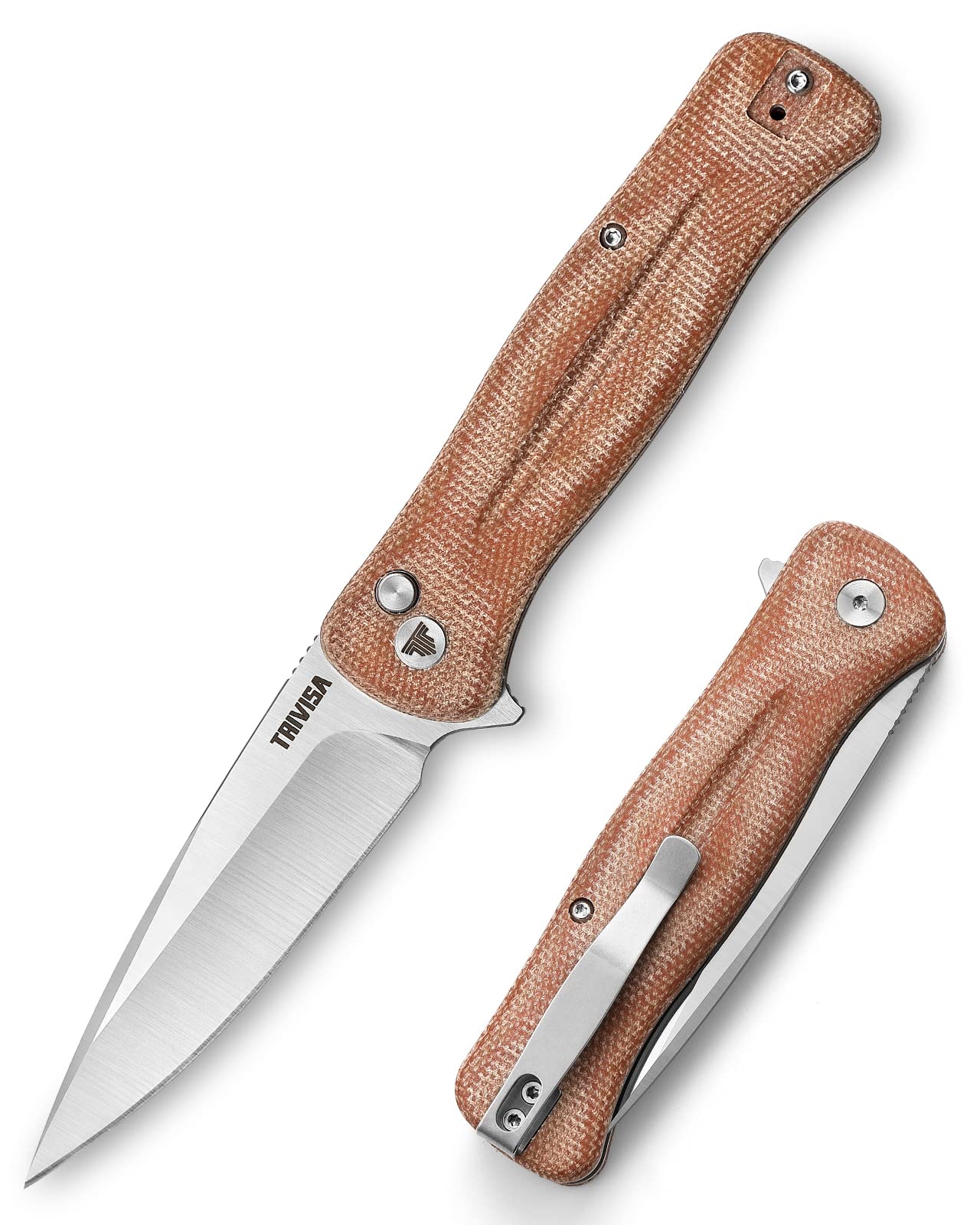 TRIVISA EDC Pocket Folding Button Lock Flipper Knife For Men,3.66 ...