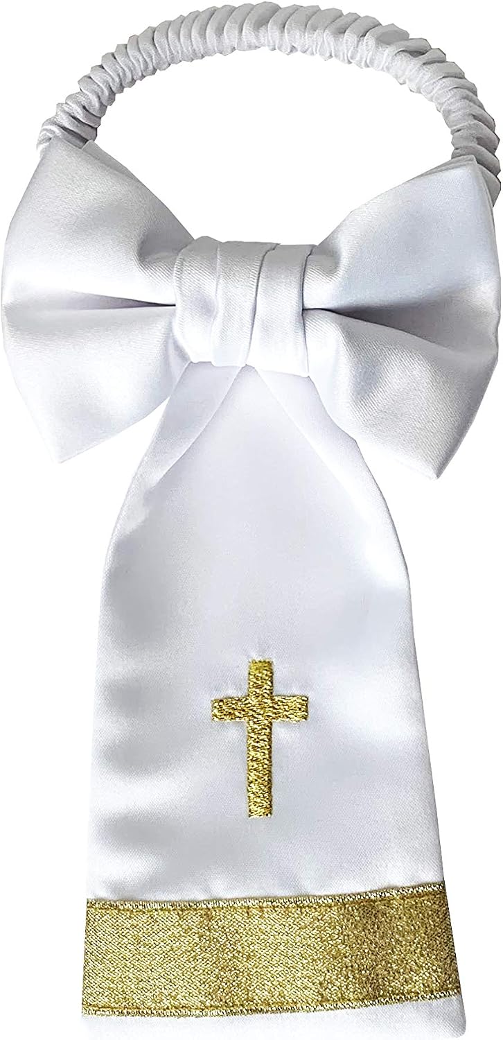 Amazon.com: Holiday Bow Ties Boys Communion Armband White Satin ...