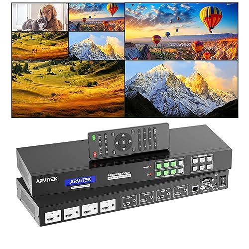 4K 4x4 Seamless HDMI Matrix Switch w/Web GUI, Video Wall Controller 2x2 ...