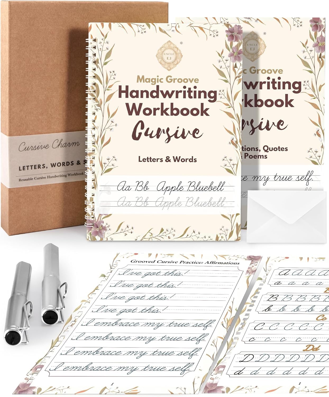 UNCLE EJ® Grooved Cursive Handwriting Workbook Kit - Large Cursive ...