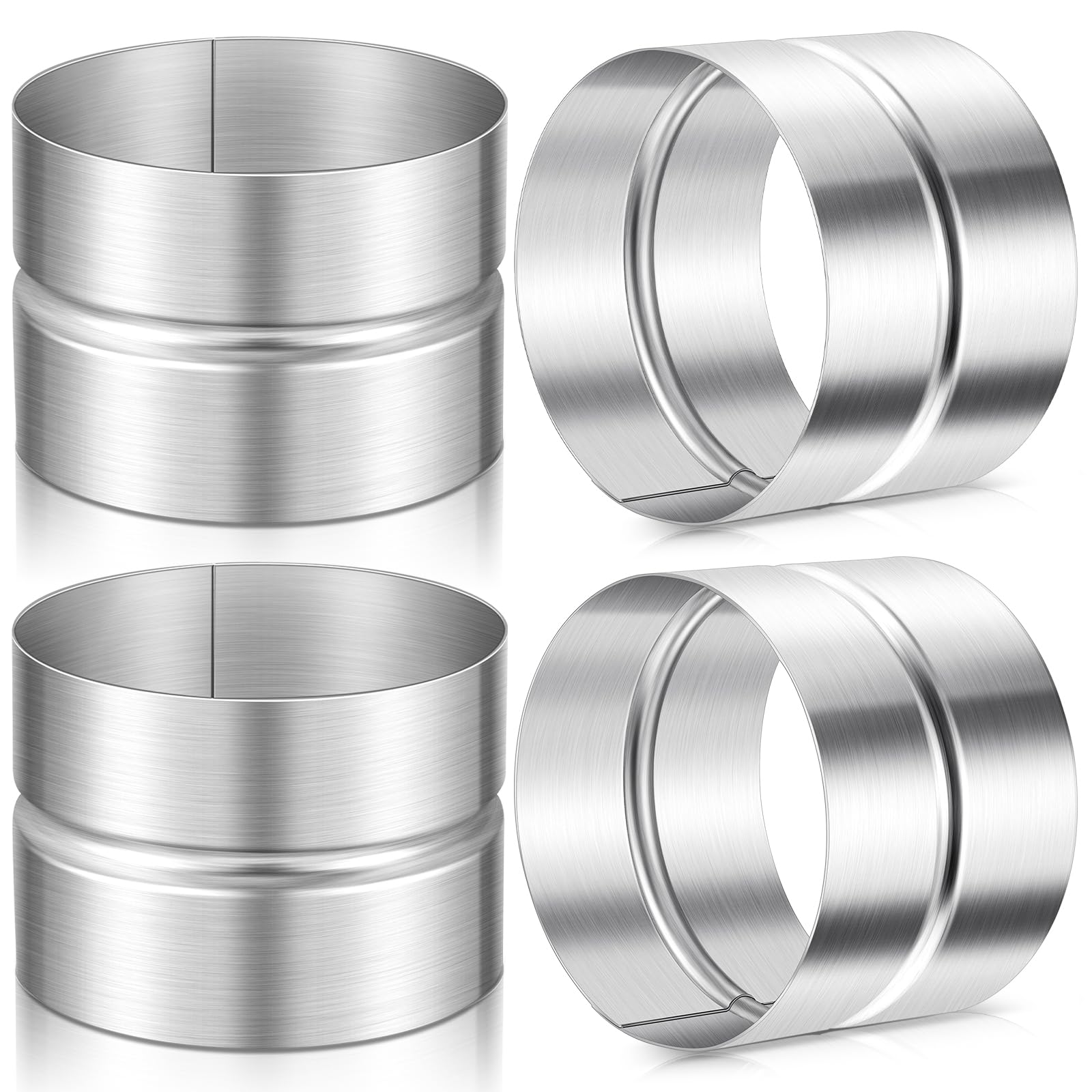 Hicarer 4 Pcs 4 Inch Galvanized Steel Metal Duct Connector Ventilation ...