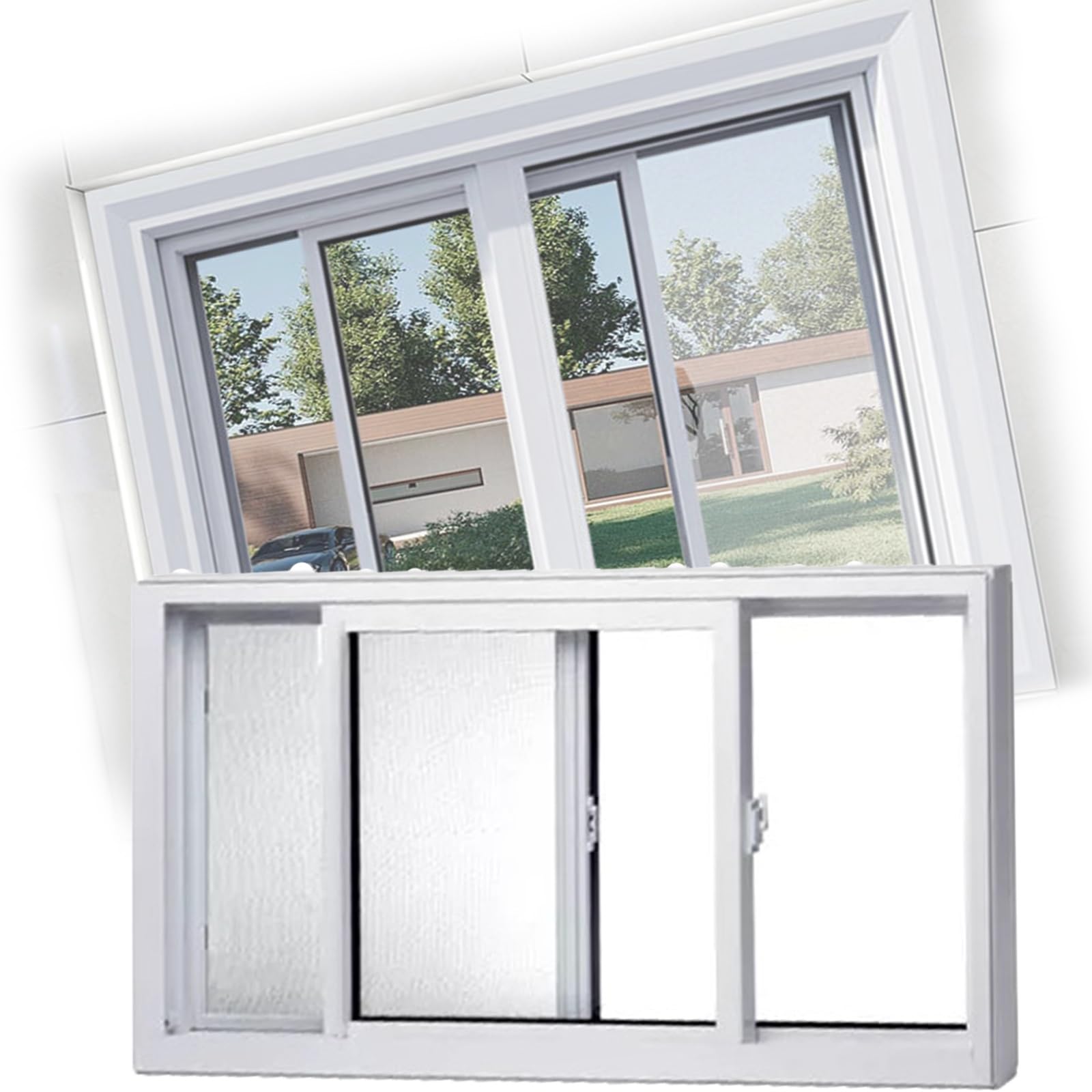 White, Double Pane Window, 32x12in / 81x30cm, Rust And Water-Resistant ...