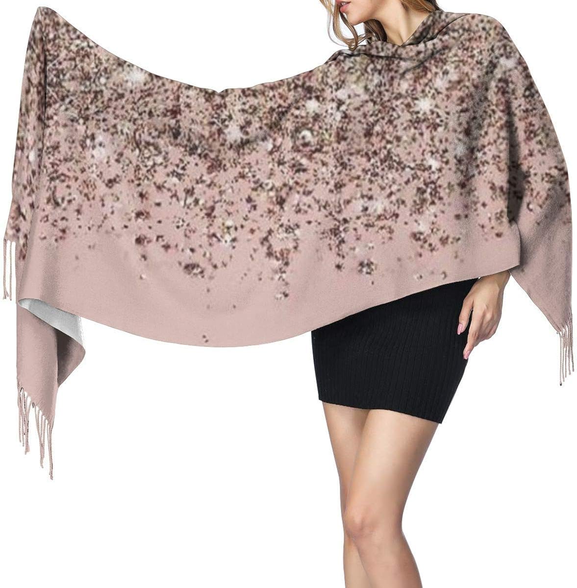 Blush Pink Rose Gold Printed Cashmere Scarf,Large Soft Warm Shawl Wrap ...