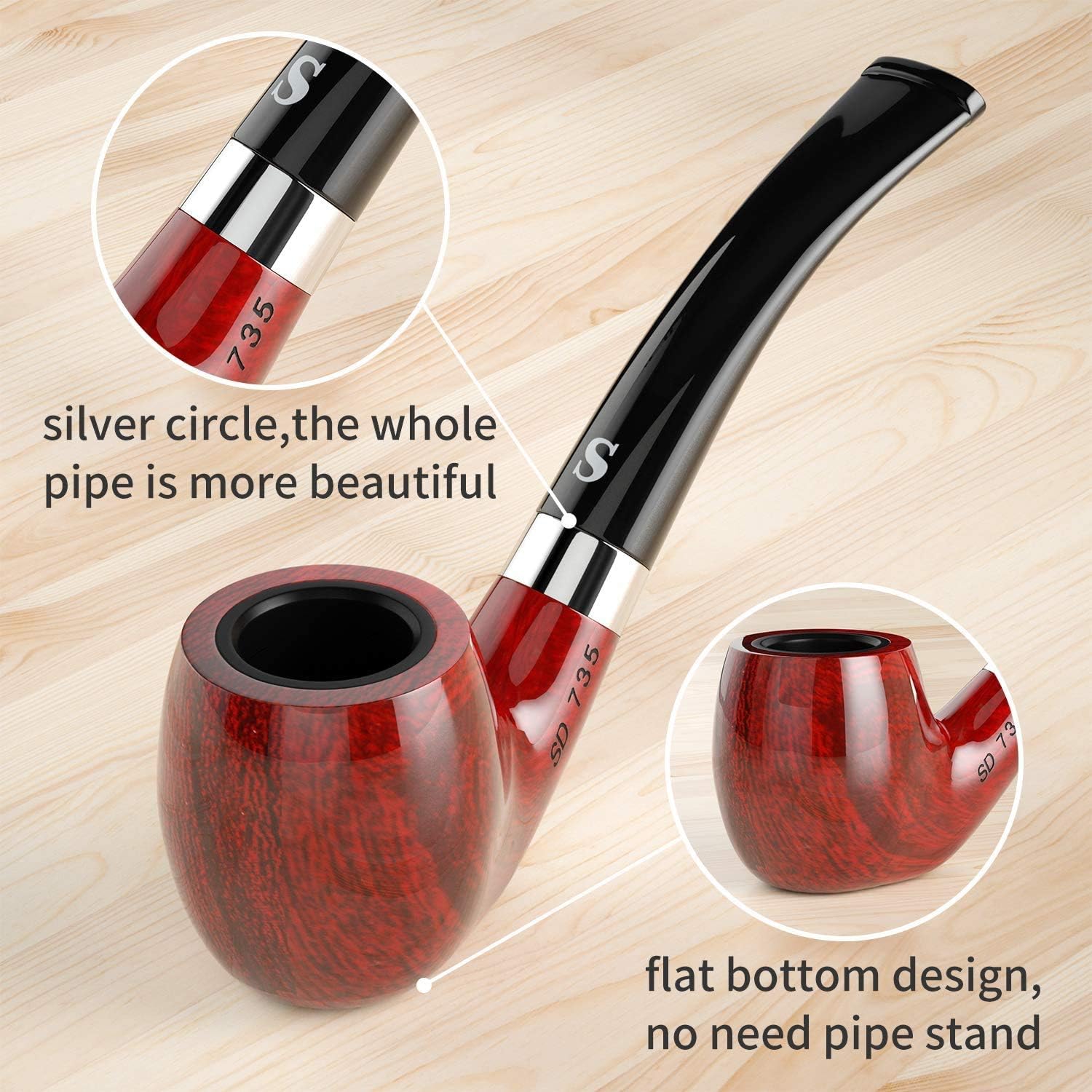 Joyoldelf Tobacco Pipe, Smoking Pipe with Flat Bottom – Pipe Pin ...