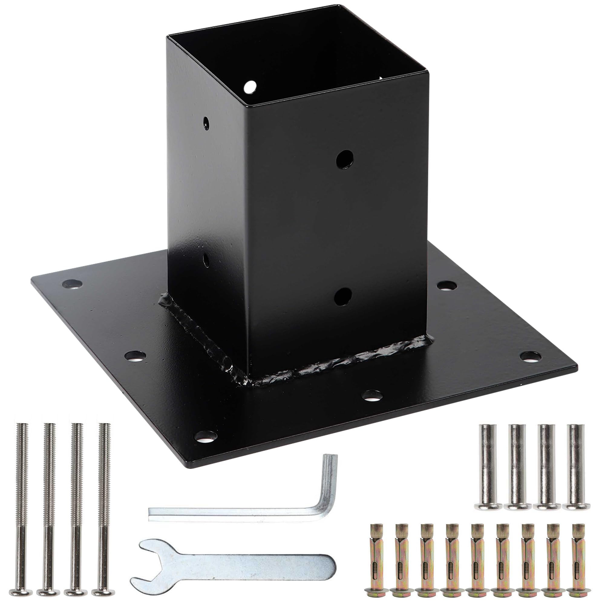 Metty Metal 4"x4" Mailbox Base Plate, Gray Powder-Coated Fence Post ...