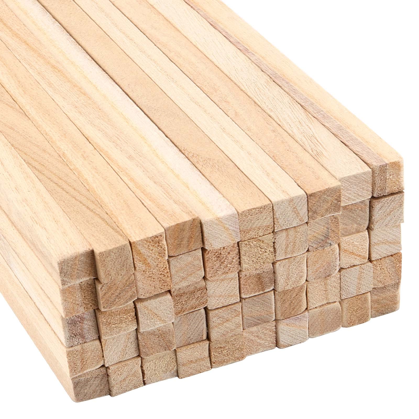 JAPCHET 100 Pack 12 x 1/2 x 1/2 Inch Square Wooden Dowels, Unfinished ...