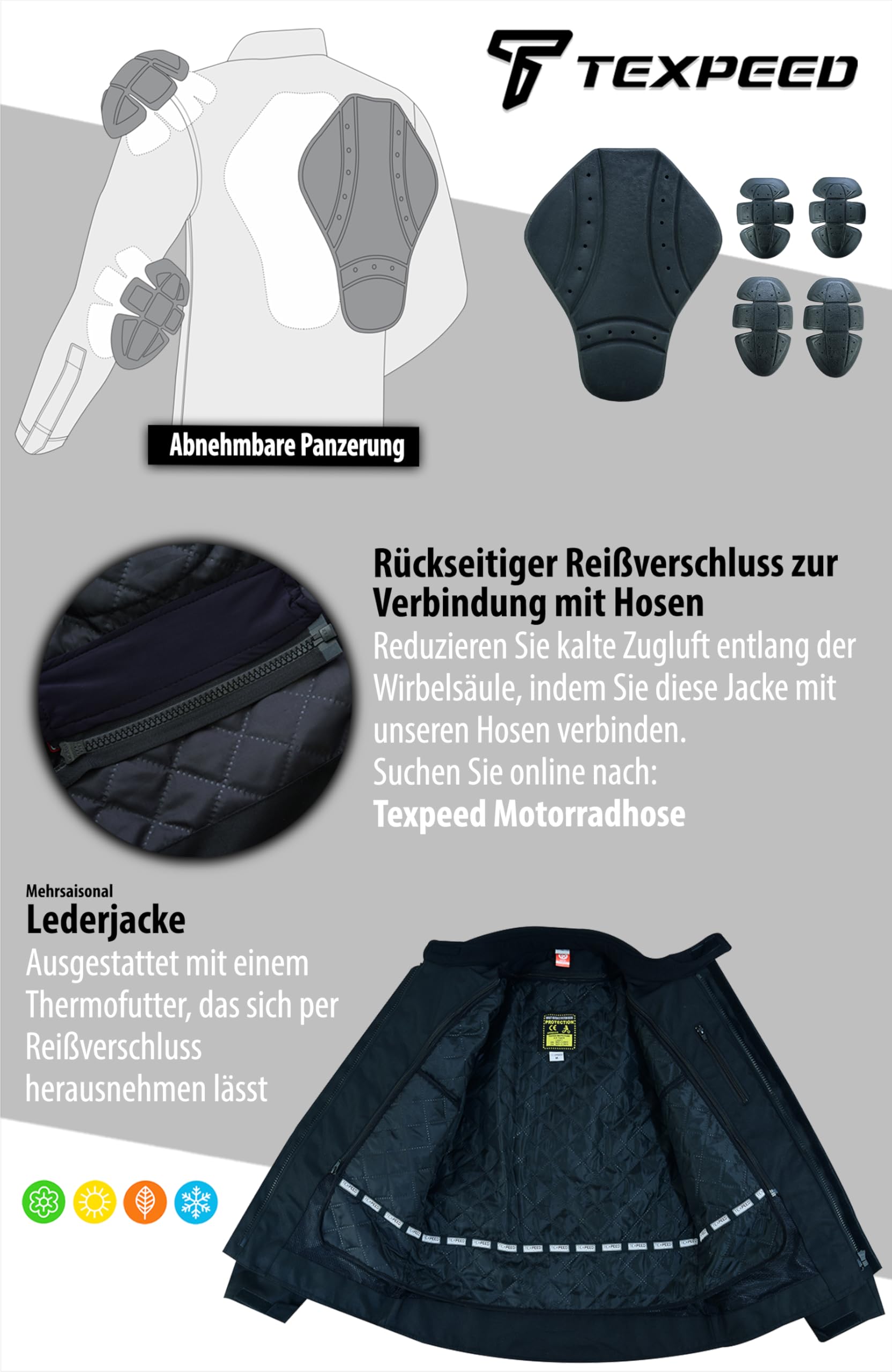 Mua Texpeed Motorrad lederjacke herren mit protektoren - Braun Winter ...