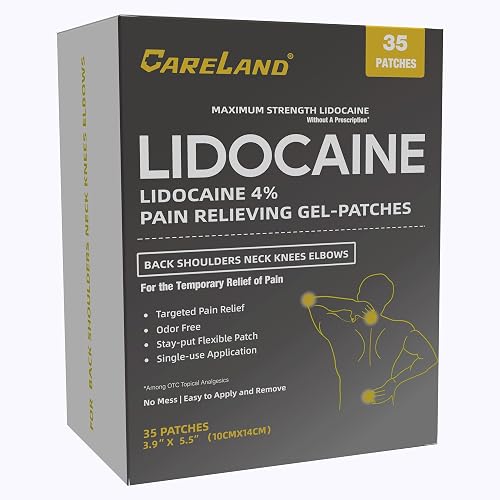 CARELAND 4% Lidocaine Gel Patch, 35 Count Maximum Strength Pain Patches ...
