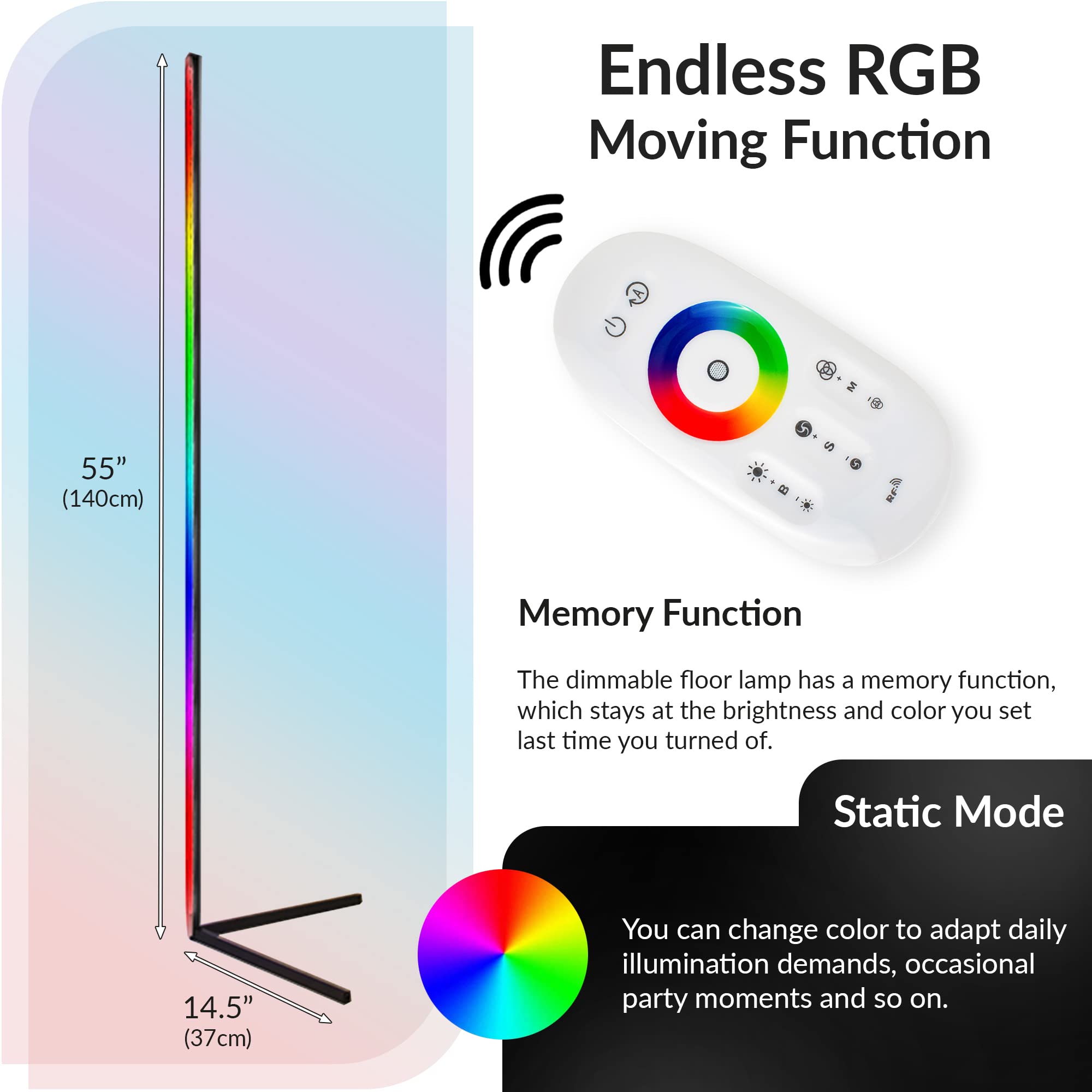 Mua Tall RGB Corner Light - Dimmable Corner Lighting RGB Lamp - Color ...