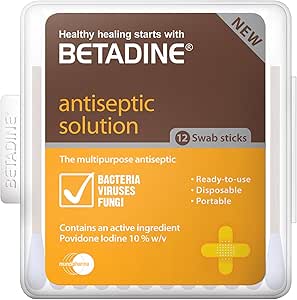 Betadine Antiseptic Swab Sticks, 12ct: Amazon.sg: Health & Personal Care