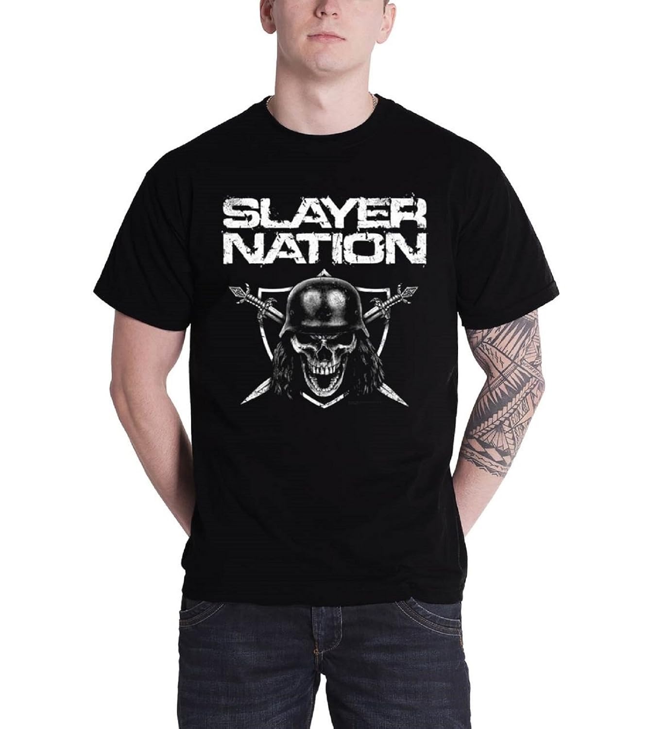 Slayer T Shirt Skull Shield Slayer Nation band logo Official Mens Black ...
