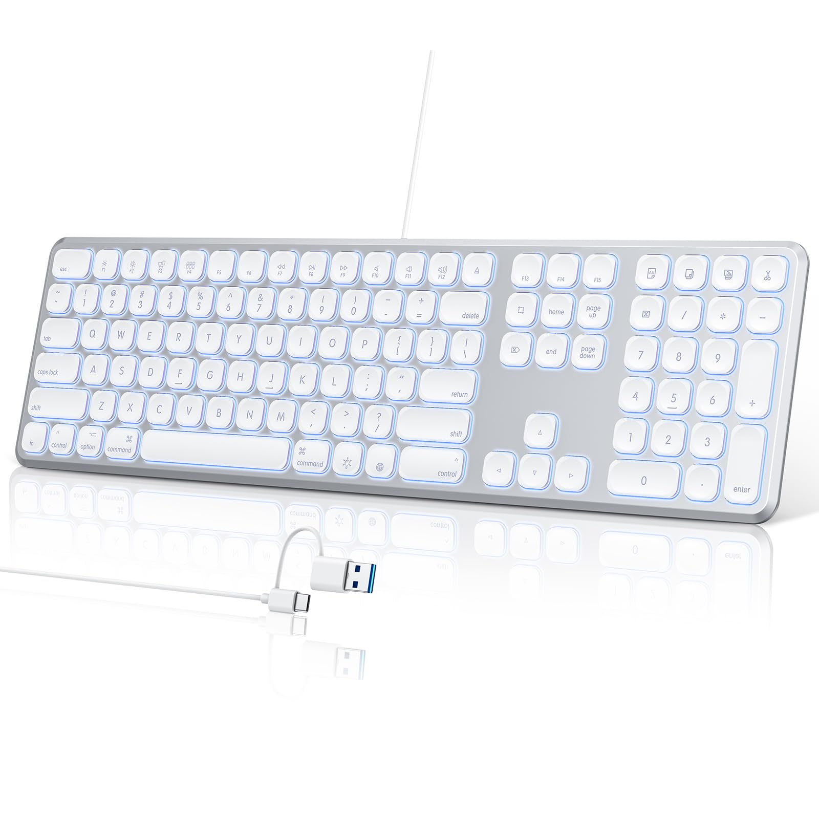 Mua USB Wired Keyboard for Mac - LED Backlit 110 Keys Full Size Computer Keyboard with Number ...