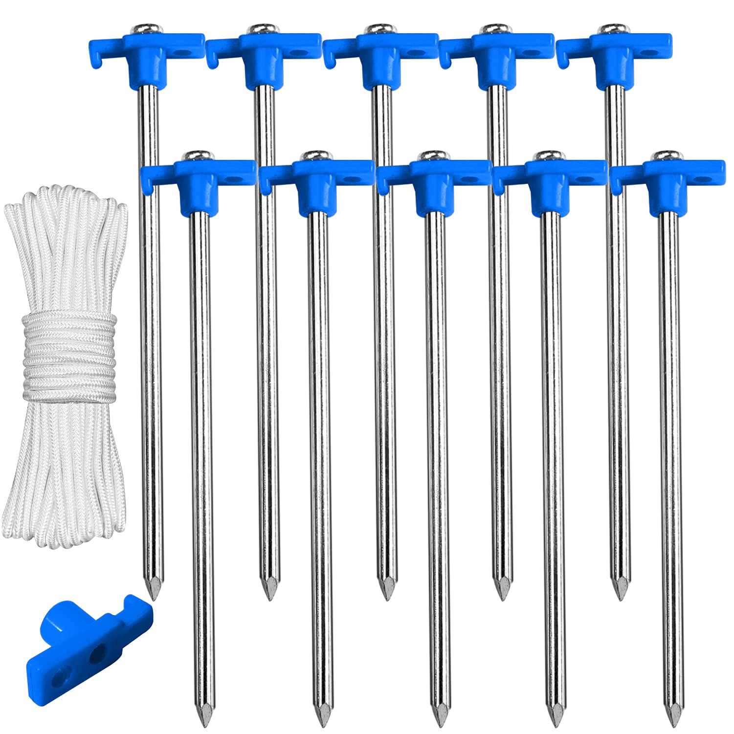 ABCCANOPY 15 Inch Tent Stakes 10 Pcs Non-Rust Metal Ground Anchors ...