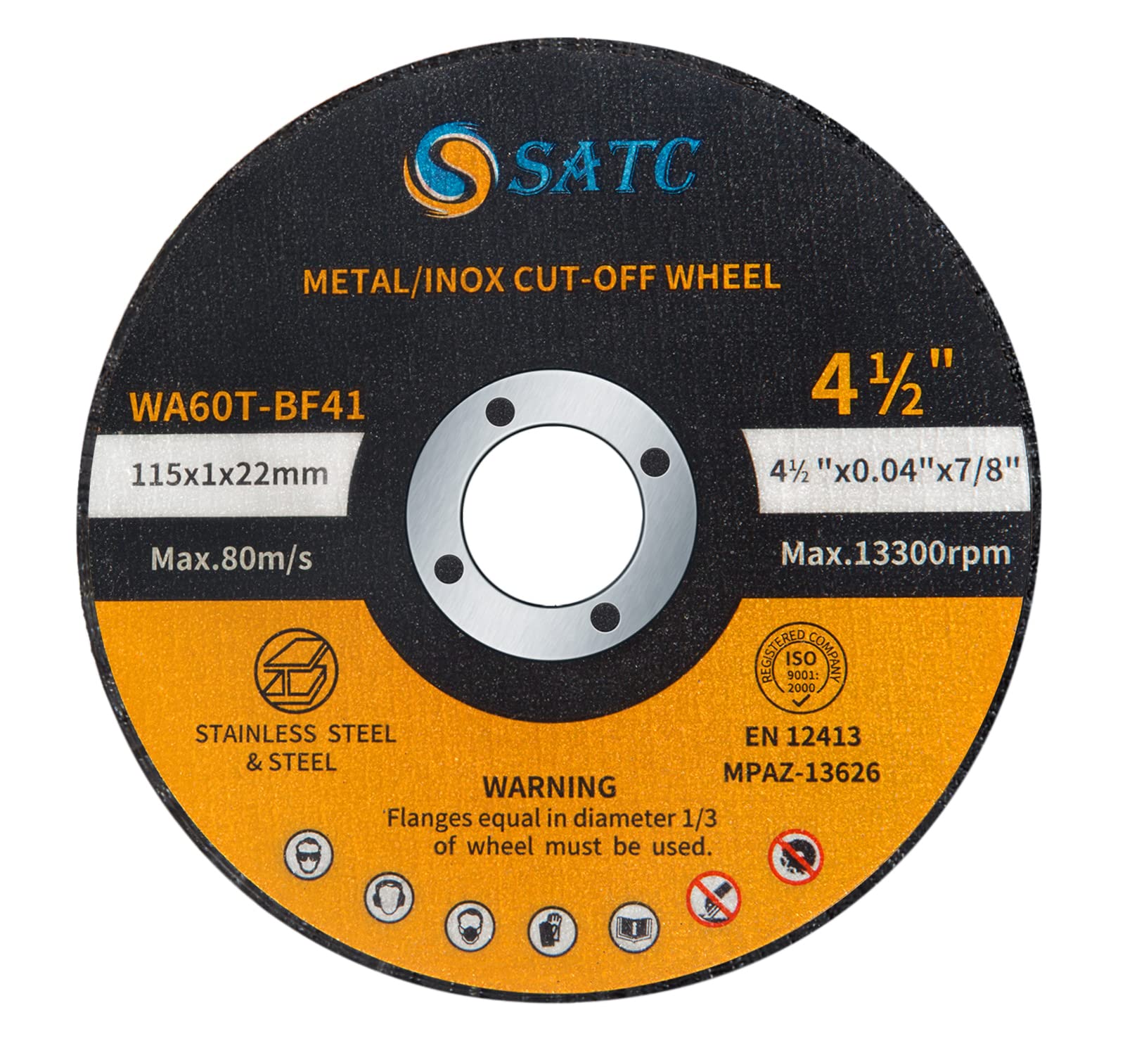 S SATC 4 1/2 Cut Off Wheel 50 PCS Cutting Wheels 4.5"x.040"x7/8" Angle ...