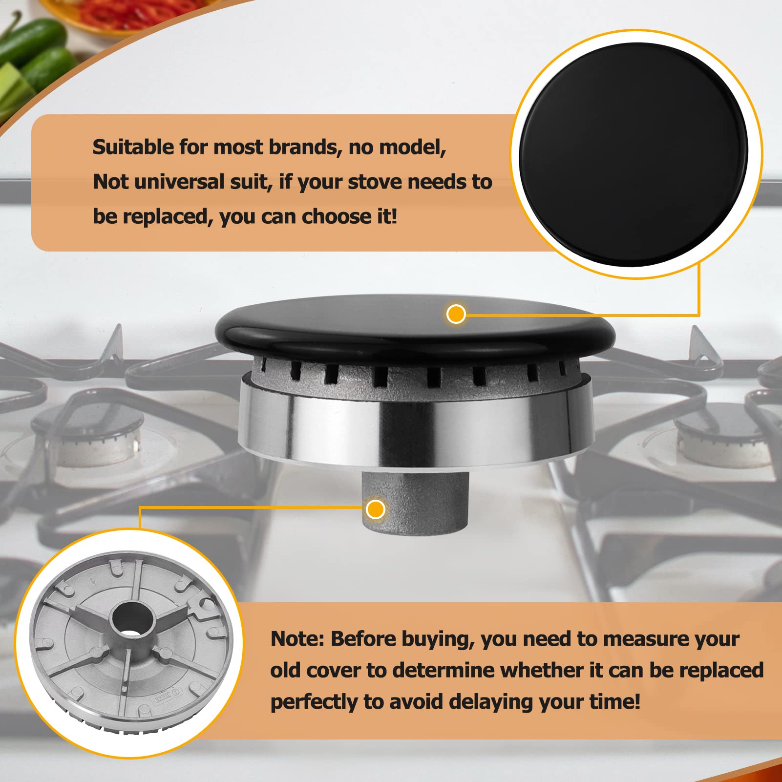 Mua Upgraded Cooker Hat Set, Surface Gas Stove Burner Caps and Burner ...