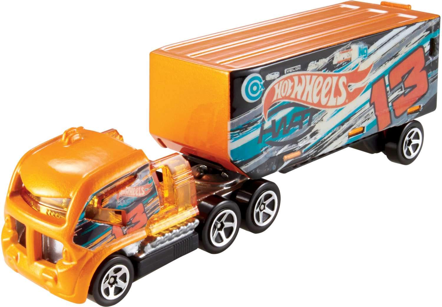 Hot Wheels Toy Truck & Car, Trackin' Trucks, 1:64 Scale Racing Rig ...