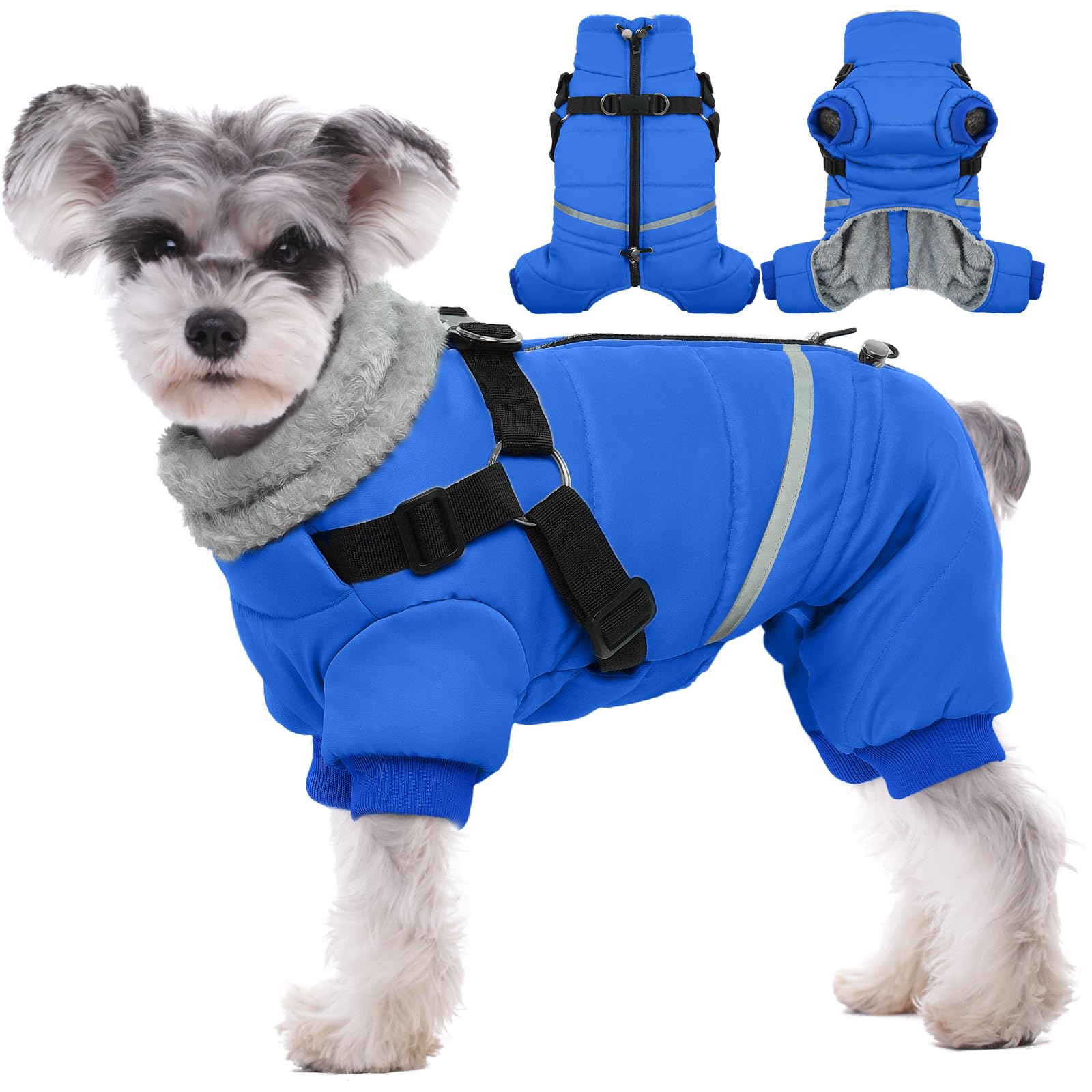 BRKURLEG Blue Dog Winter Coat, Cozy Winter Dog Jackets, Dog Coat with ...