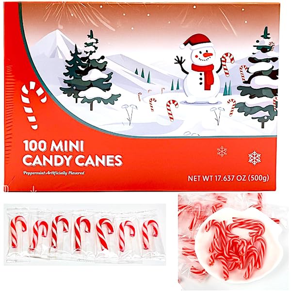 Mini Bastones De Caramelo De Navidad Sabor Clsico De Menta Roja Y