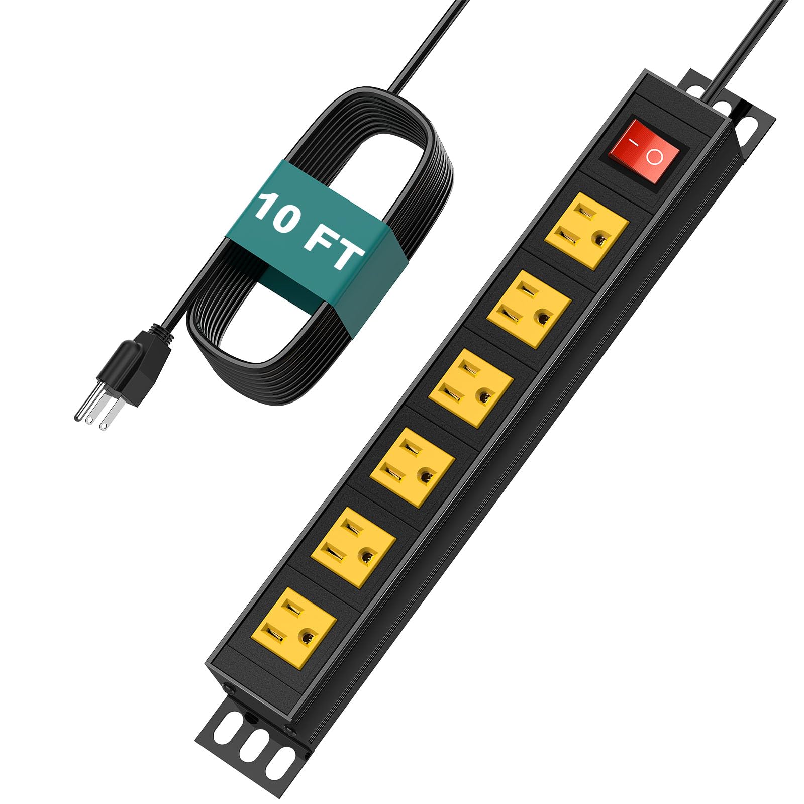 6 Outlet Metal Power Strip,Heavy Duty Wall Mount Power Strip,Wide ...