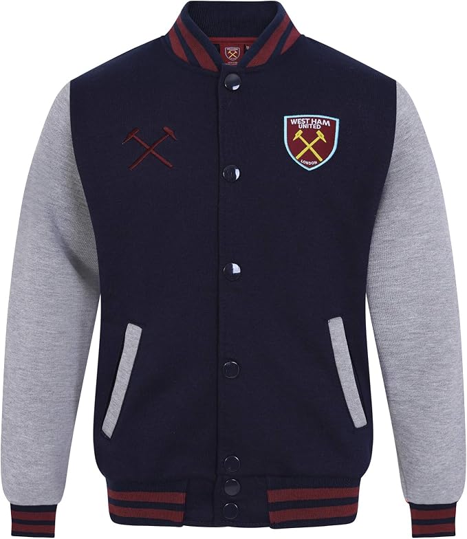 West Ham United Boys Jacket Varsity Baseball Retro Kids Official ...