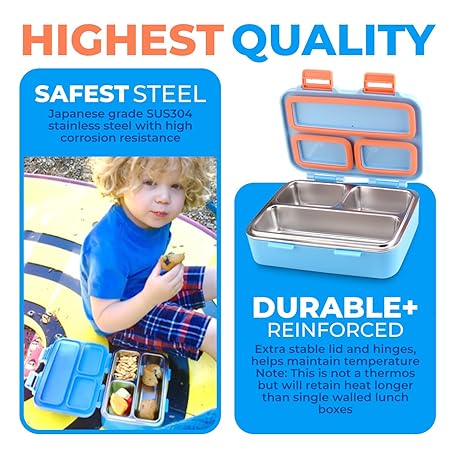 Mua kinsho Stainless Steel Bento Box for Toddler Boys, Insulated Lunch ...