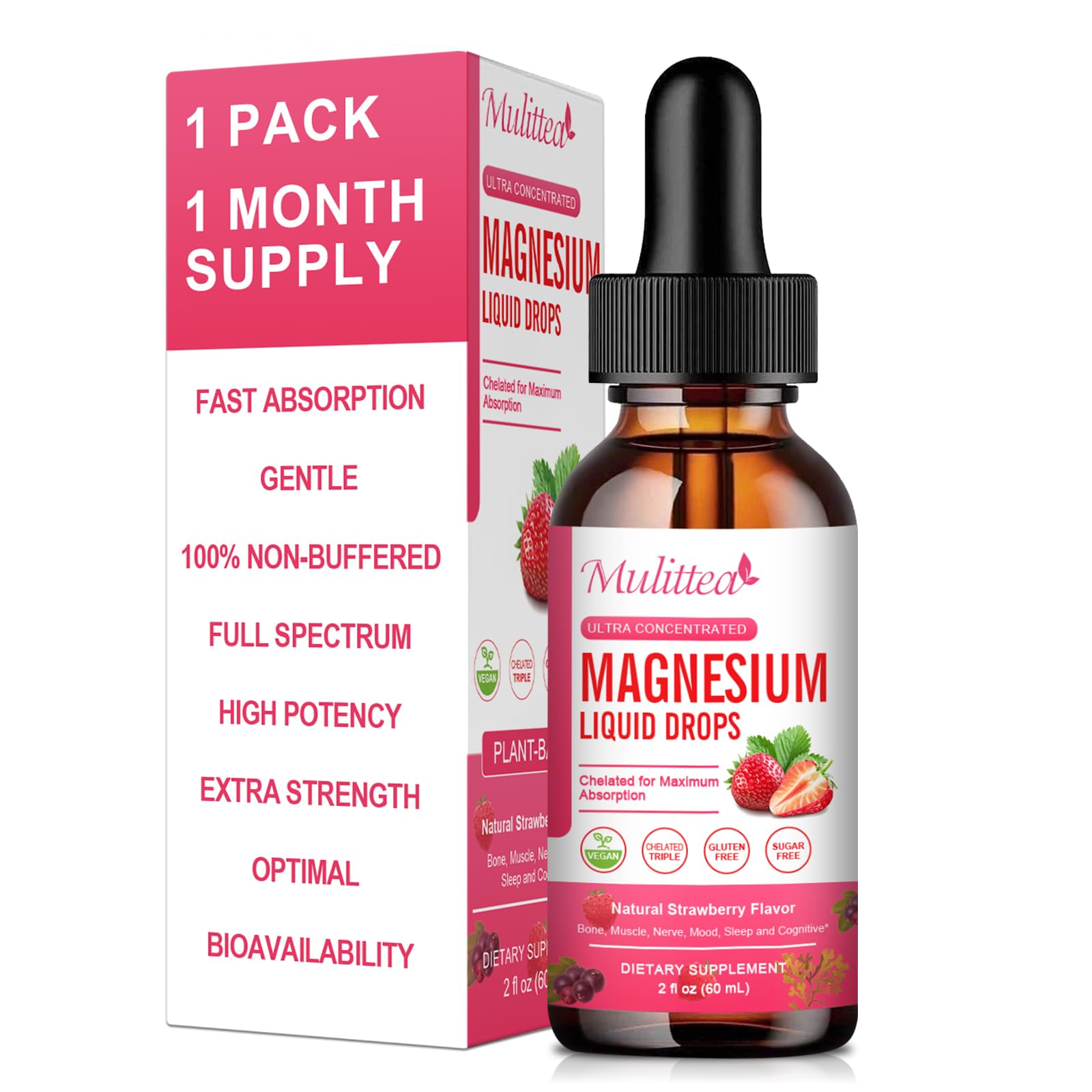 Mulittea - Magnesium Liquid Drops (Strawberry) - SuppCo
