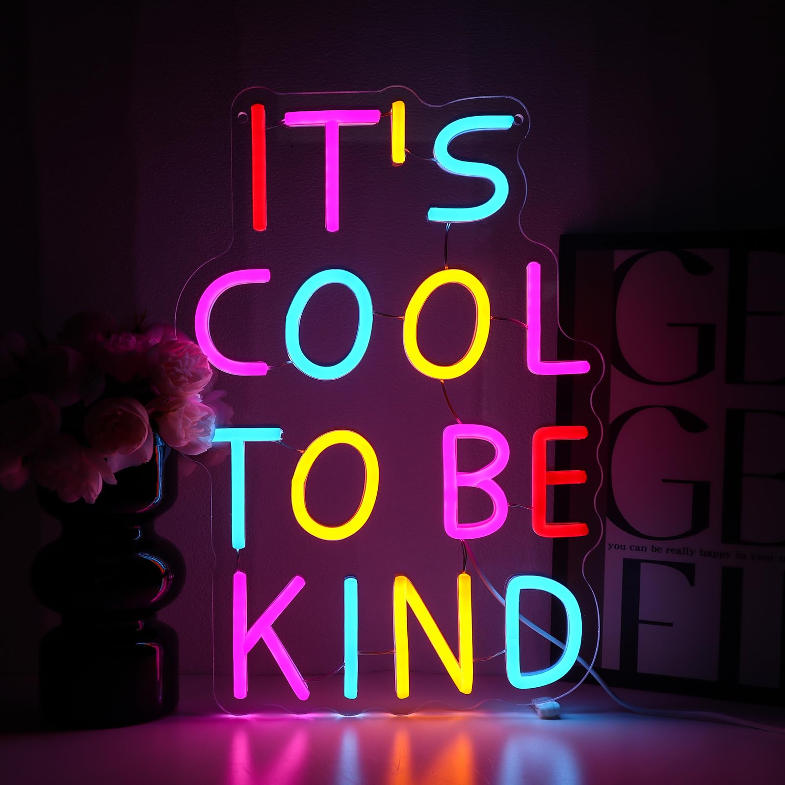 PMCVYH It's Cool To Be Kind Neon Sign for Wall Decor, Be Kind Led Signs ...