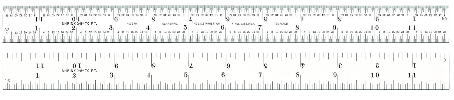 Starrett C370-24 Steel Rule With Shrink Graduations, English, 4R ...