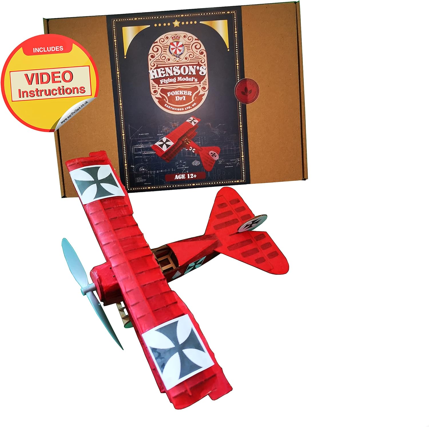 Wooden Model Aircraft Kit, Rubber Powered Vintage Fokker Dr1 Triplane ...