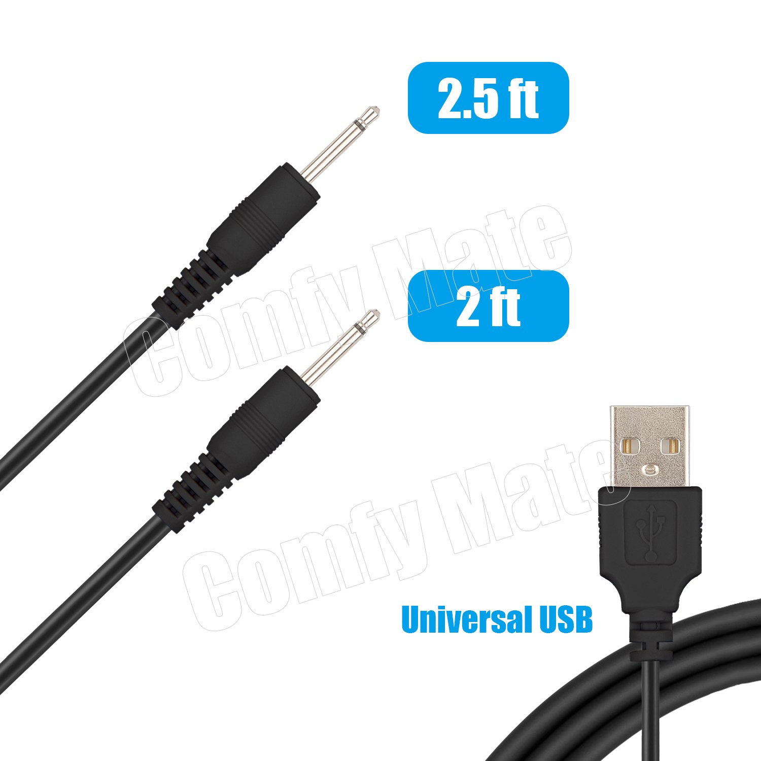 2 Pack 2.5mm Fast Charging DC Vibrator Cable Cord for Rechargeable ...