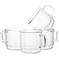 Amazon.com | BTaT- Stackable Insulated Coffee Mugs, Glass Tea Mugs, Set ...