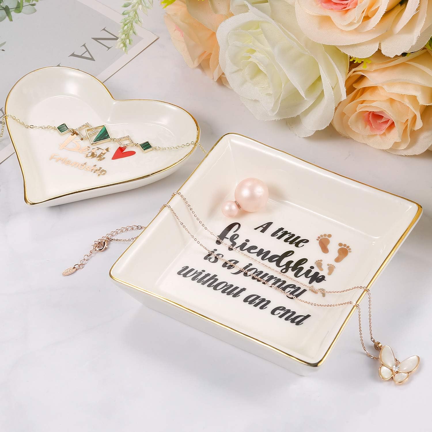 Gifts for Women Friends - Best Friend Gifts Ring Trinket Dish, White ...