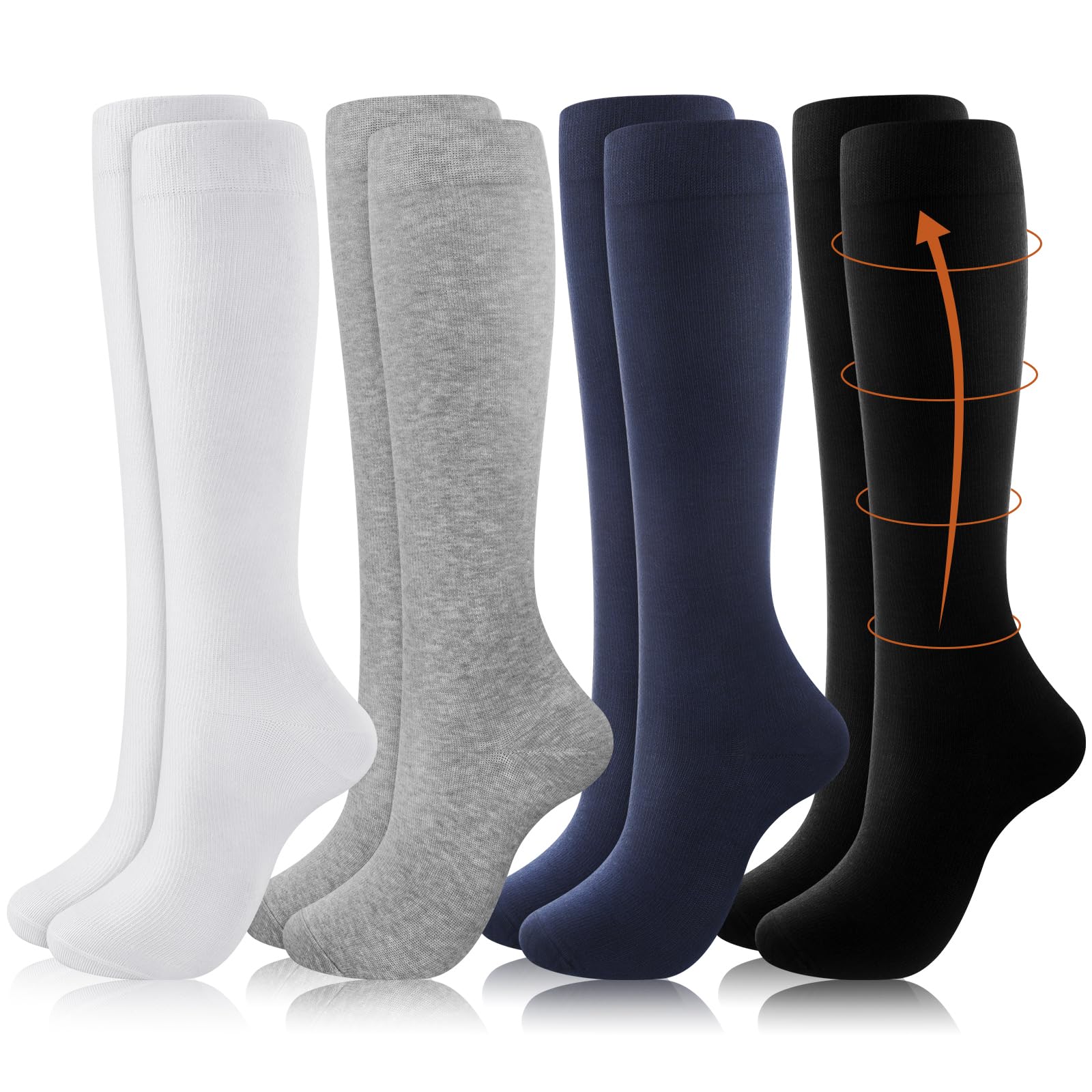 Tisancy 4 Pairs Cotton Compression Socks for Women Men 20-30mmhg Is ...