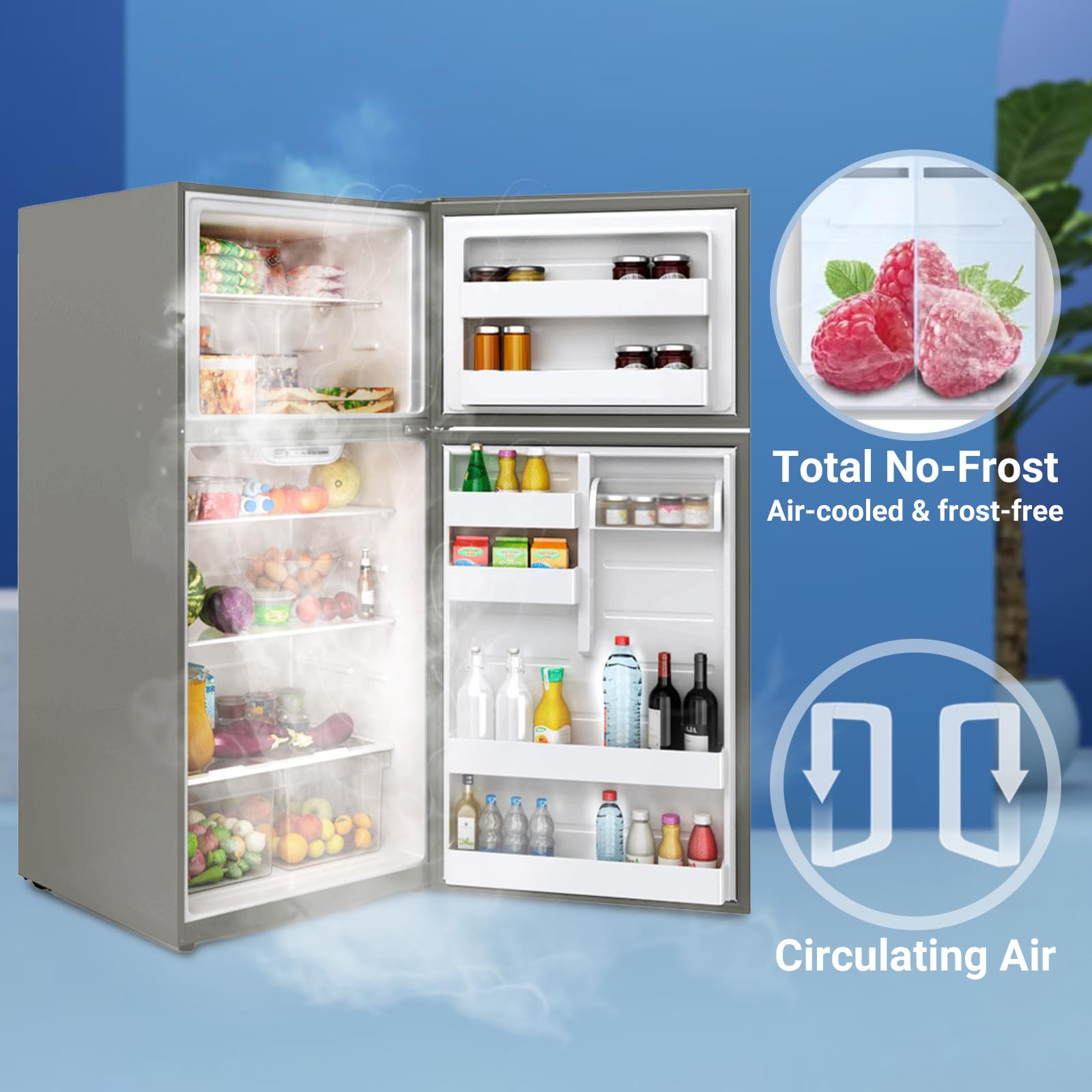 Mua SMETA 18 Cu. Ft Refrigerator Fridge with Freezer Top, Stainless Steel Full Refrigerators for ...