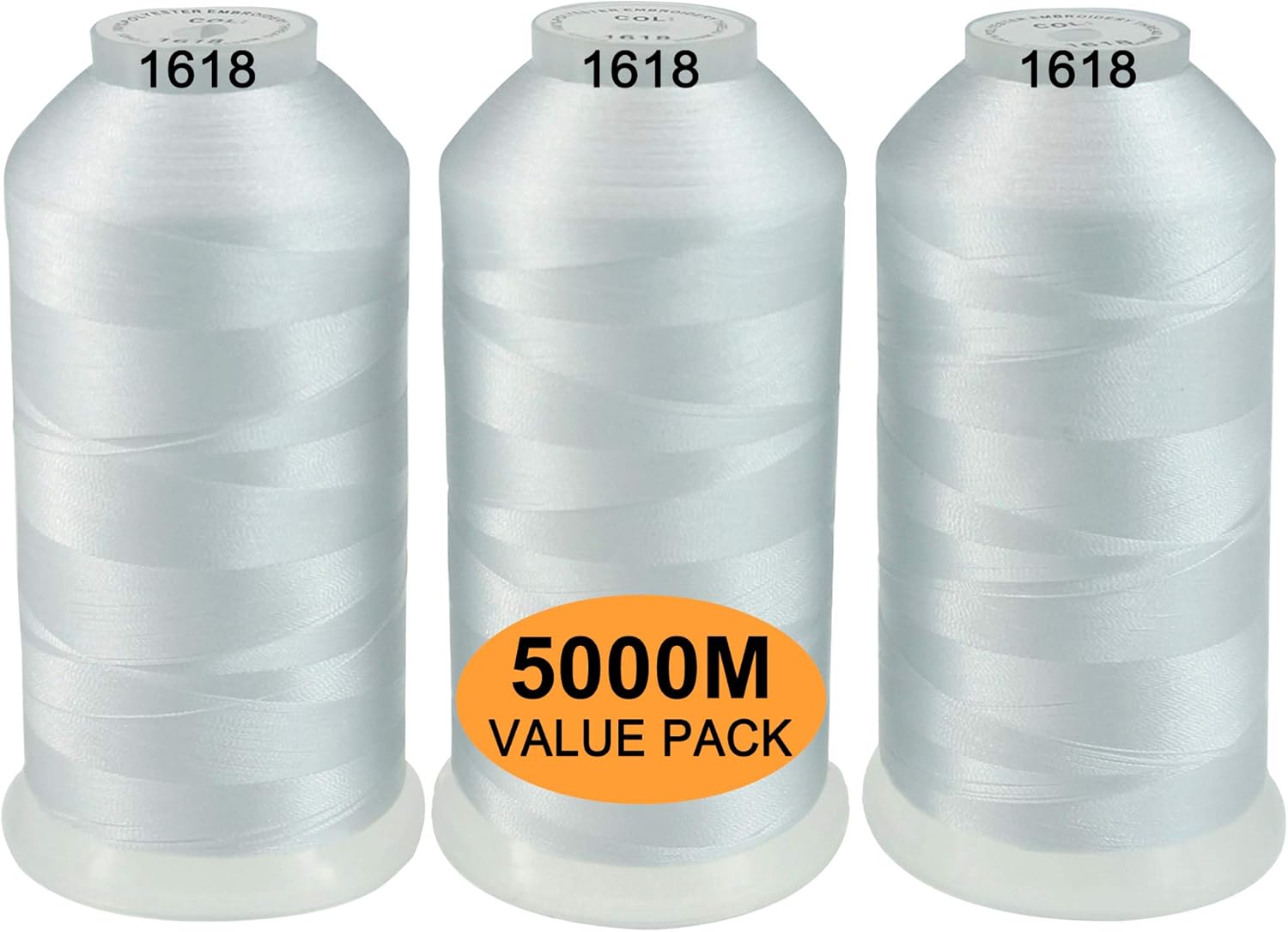 New brothread Set of 3 White Colors Polyester Machine Embroidery Thread ...